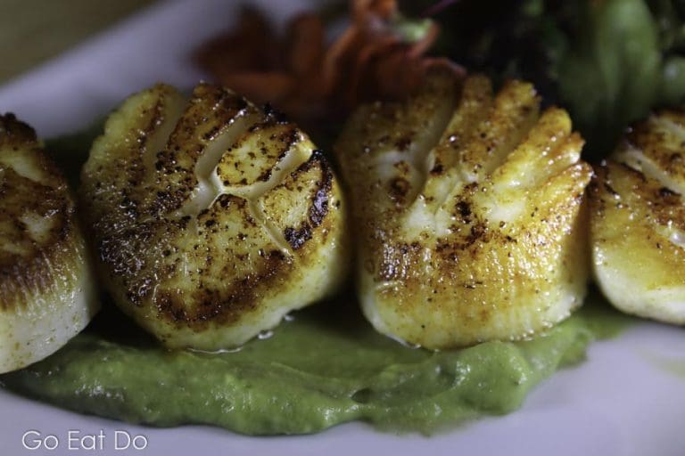 Digby scallops served for dinner in Lunenburg, Nova Scotia | Go Eat Do