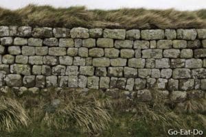 Blocks of stone hewn in Roman times on Hadrian’s Wall in Northumberland ...