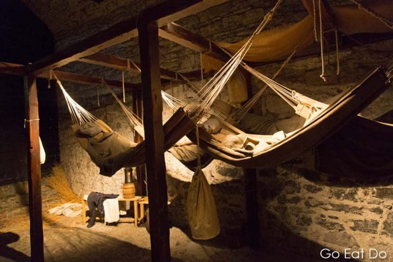 Recreation of prison cells in which French prisoners were held in the ...