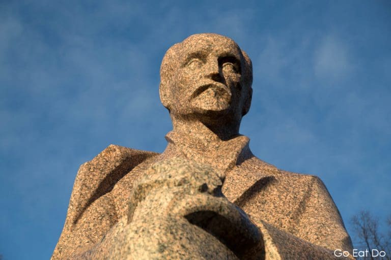 The Rainis Monument, in memory of Latvia poet Jānis Pliekšāns, in Riga ...