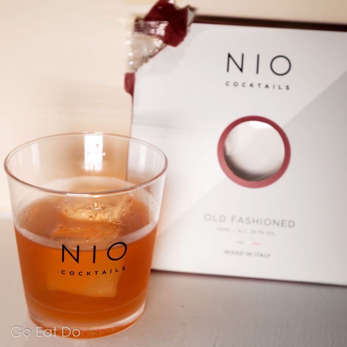 A pre-mixed Old Fashioned from NIO Cocktails in a branded tumbler | Go ...
