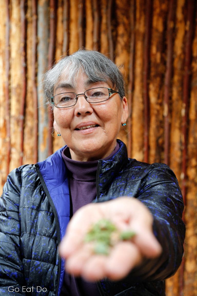 Meta Williams holds out some of the seeds and berries traditionally ...